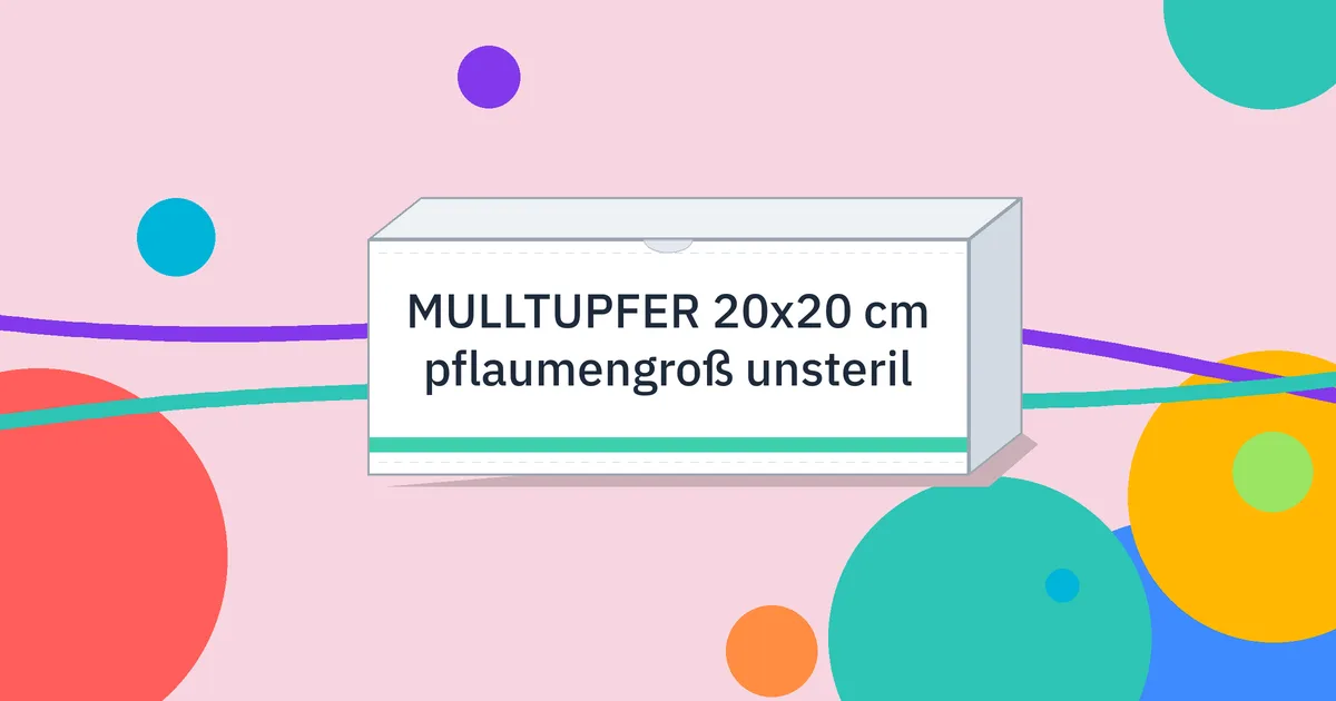 Symbolbild: Packung mit der Aufschrift MULLTUPFER 20x20 cm pflaumengroß unsteril (PZN 00659124) – Verfügbarkeit und Bezug in Apotheken in Frankfurt am Main