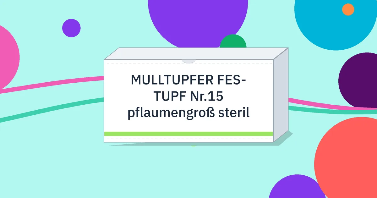 Symbolbild: Packung mit der Aufschrift MULLTUPFER FES-TUPF Nr.15 pflaumengroß steril (PZN 10415280) – Verfügbarkeit und Bezug in Apotheken in Frankfurt am Main