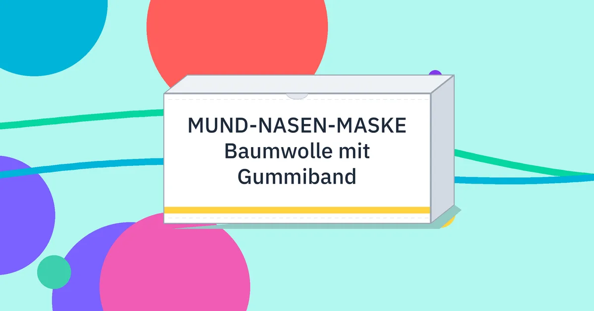 Symbolbild: Packung mit der Aufschrift MUND-NASEN-MASKE Baumwolle mit Gummiband (PZN 16699924) – Verfügbarkeit und Bezug in Apotheken in Frankfurt am Main