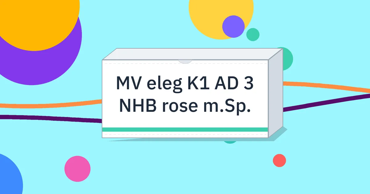 Symbolbild: Packung mit der Aufschrift MV eleg K1 AD 3 NHB rose m.Sp. (PZN 15674520) – Verfügbarkeit und Bezug in Apotheken in Frankfurt am Main