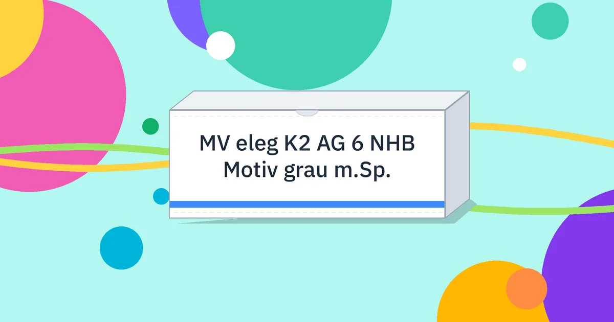 Symbolbild: Packung mit der Aufschrift MV eleg K2 AG 6 NHB Motiv grau m.Sp. (PZN 18929908) – Verfügbarkeit und Bezug in Apotheken in Frankfurt am Main