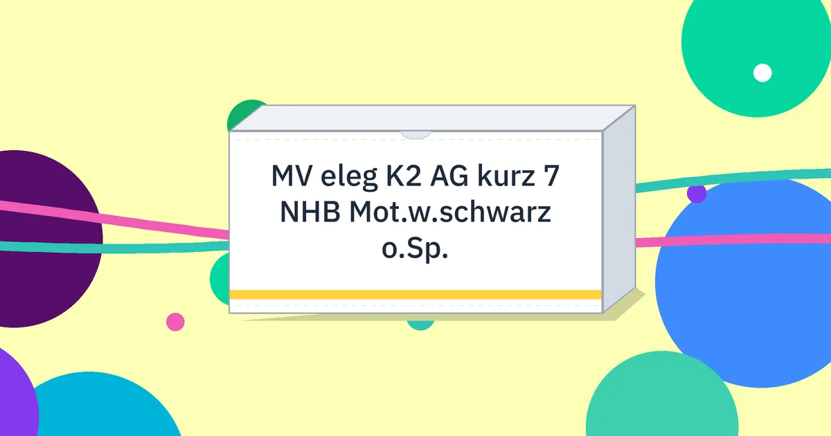 Symbolbild: Packung mit der Aufschrift MV eleg K2 AG kurz 7 NHB Mot.w.schwarz o.Sp. (PZN 15713734) – Verfügbarkeit und Bezug in Apotheken in Frankfurt am Main
