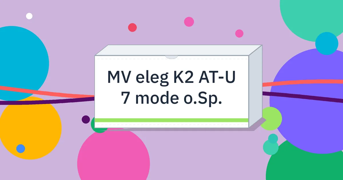 Symbolbild: Packung mit der Aufschrift MV eleg K2 AT-U 7 mode o.Sp. (PZN 04543677) – Verfügbarkeit und Bezug in Apotheken in Frankfurt am Main