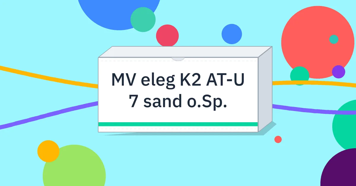 Symbolbild: Packung mit der Aufschrift MV eleg K2 AT-U 7 sand o.Sp. (PZN 18923521) – Verfügbarkeit und Bezug in Apotheken in Frankfurt am Main