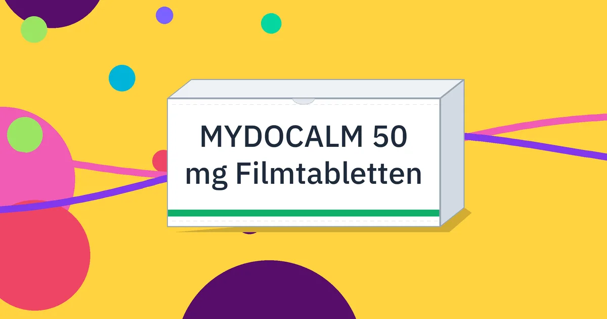 Symbolbild: Packung mit der Aufschrift MYDOCALM 50 mg Filmtabletten (PZN 12309004) – Verfügbarkeit und Bezug in Apotheken in Frankfurt am Main