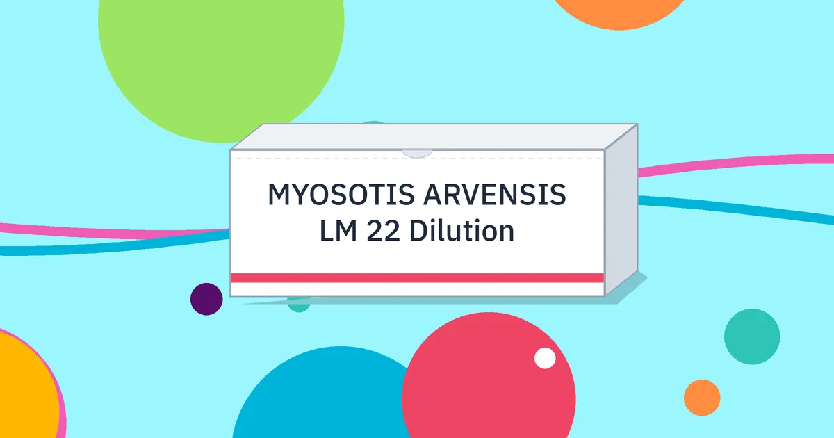 Symbolbild: Packung mit der Aufschrift MYOSOTIS ARVENSIS LM 22 Dilution (PZN 13612259) – Verfügbarkeit und Bezug in Apotheken in Frankfurt am Main