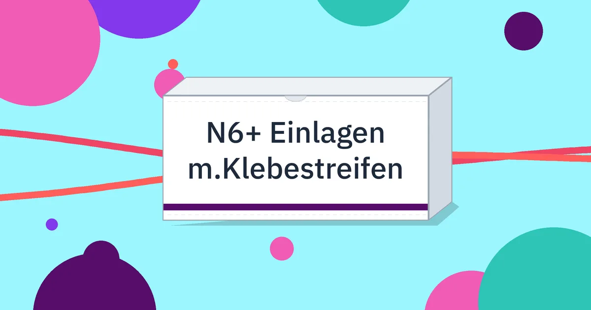 Symbolbild: Packung mit der Aufschrift N6+ Einlagen m.Klebestreifen (PZN 19856637) – Verfügbarkeit und Bezug in Apotheken in Frankfurt am Main