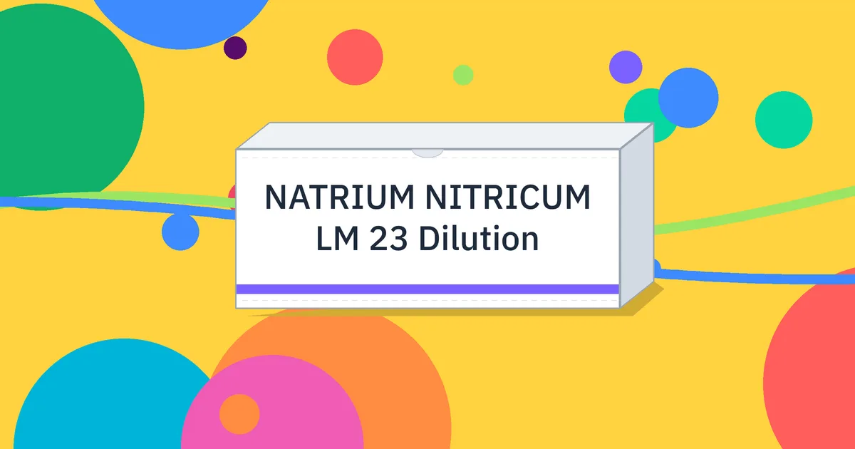 Symbolbild: Packung mit der Aufschrift NATRIUM NITRICUM LM 23 Dilution (PZN 12965783) – Verfügbarkeit und Bezug in Apotheken in Frankfurt am Main