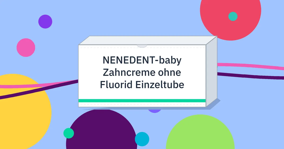 Symbolbild: Packung mit der Aufschrift NENEDENT-baby Zahncreme ohne Fluorid Einzeltube (PZN 19073585) – Verfügbarkeit und Bezug in Apotheken in Frankfurt am Main