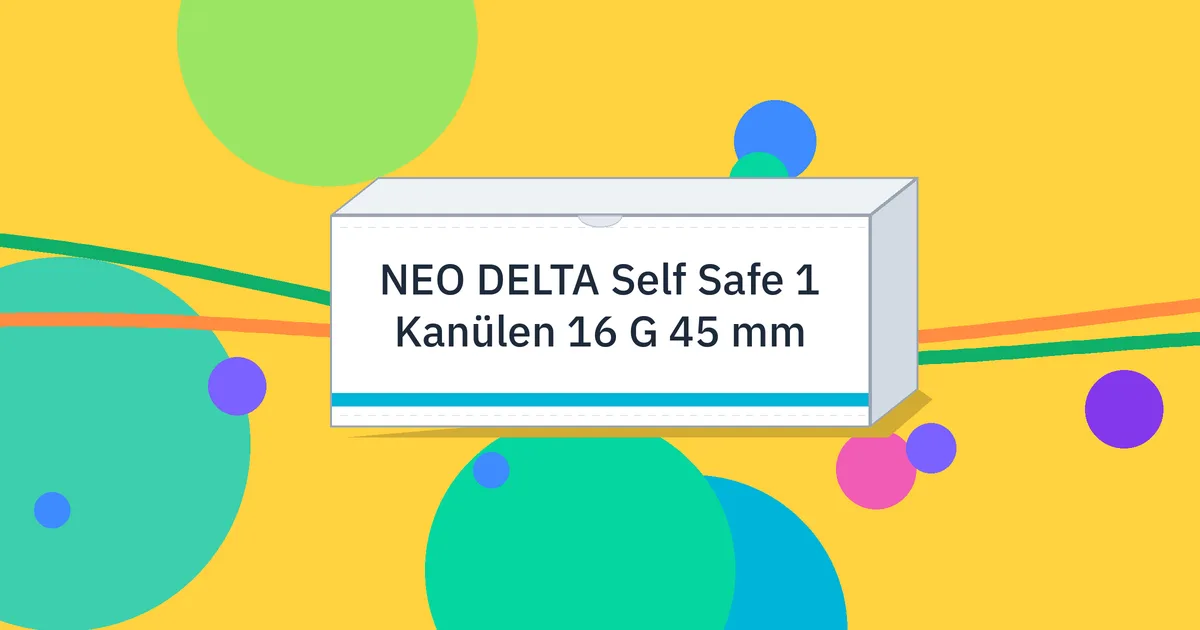 Symbolbild: Packung mit der Aufschrift NEO DELTA Self Safe 1 Kanülen 16 G 45 mm (PZN 07767029) – Verfügbarkeit und Bezug in Apotheken in Frankfurt am Main