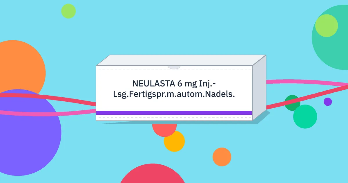Symbolbild: Packung mit der Aufschrift NEULASTA 6 mg Inj.-Lsg.Fertigspr.m.autom.Nadels. (PZN 19973314) – Verfügbarkeit und Bezug in Apotheken in Frankfurt am Main