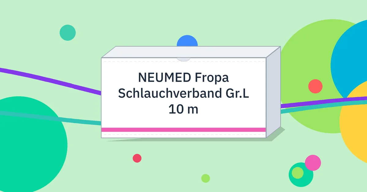 Symbolbild: Packung mit der Aufschrift NEUMED Fropa Schlauchverband Gr.L 10 m (PZN 10170128) – Verfügbarkeit und Bezug in Apotheken in Frankfurt am Main