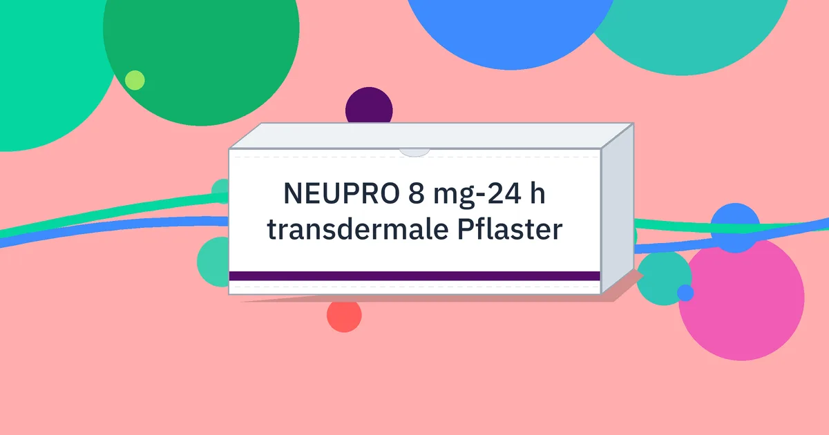 Symbolbild: Packung mit der Aufschrift NEUPRO 8 mg-24 h transdermale Pflaster (PZN 14270341) – Verfügbarkeit und Bezug in Apotheken in Frankfurt am Main