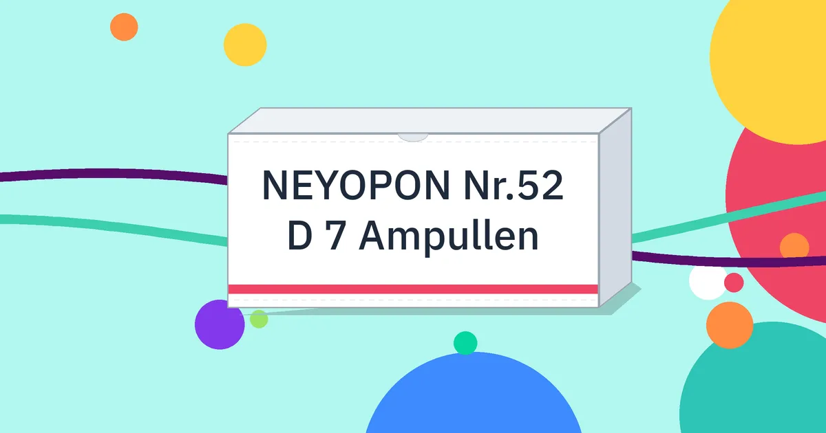 Symbolbild: Packung mit der Aufschrift NEYOPON Nr.52 D 7 Ampullen (PZN 06486995) – Verfügbarkeit und Bezug in Apotheken in Frankfurt am Main