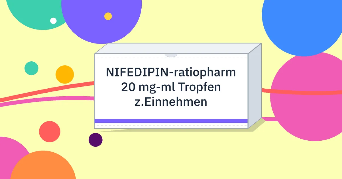 Symbolbild: Packung mit der Aufschrift NIFEDIPIN-ratiopharm 20 mg-ml Tropfen z.Einnehmen (PZN 03552295) – Verfügbarkeit und Bezug in Apotheken in Frankfurt am Main