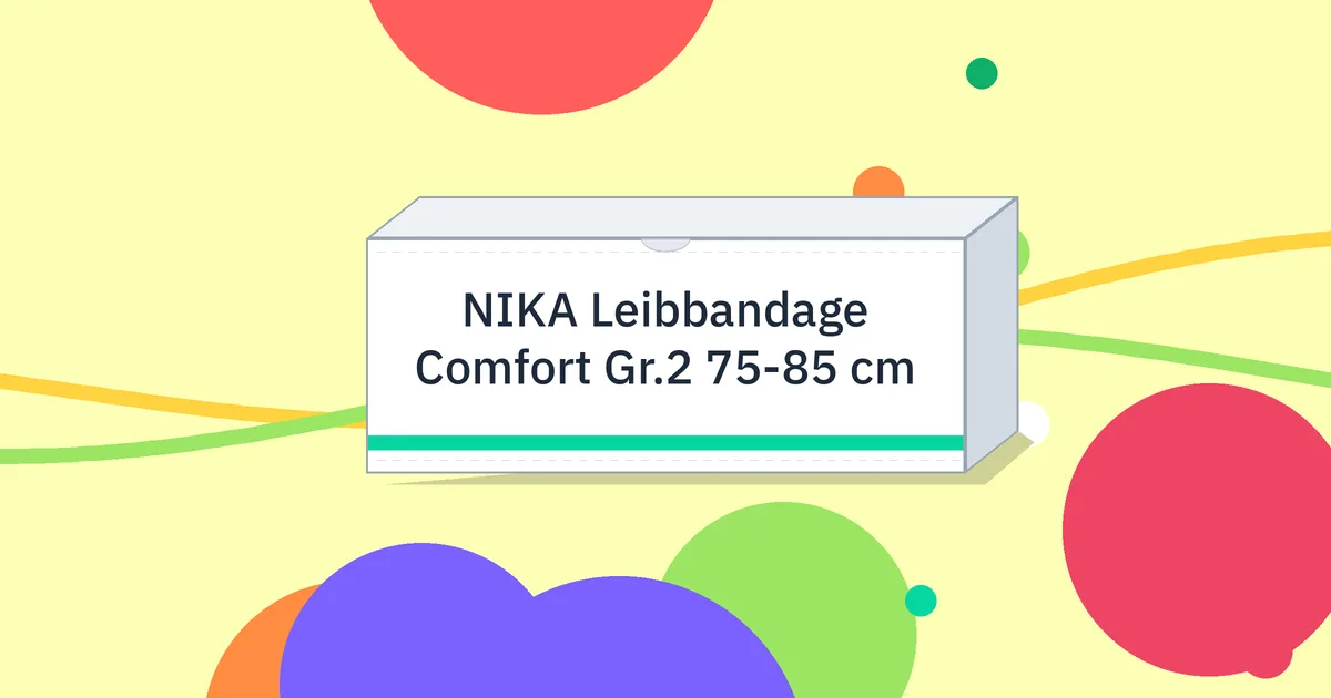 Symbolbild: Packung mit der Aufschrift NIKA Leibbandage Comfort Gr.2 75-85 cm (PZN 18172316) – Verfügbarkeit und Bezug in Apotheken in Frankfurt am Main