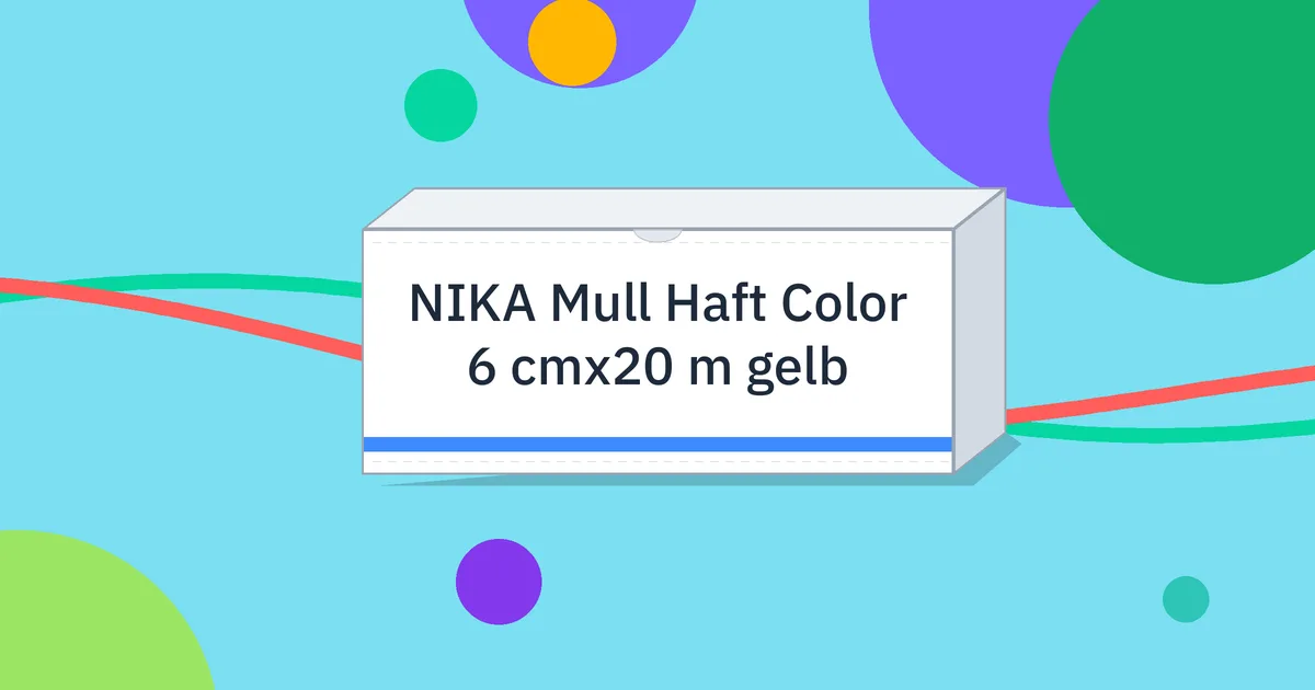 Symbolbild: Packung mit der Aufschrift NIKA Mull Haft Color 6 cmx20 m gelb (PZN 10320378) – Verfügbarkeit und Bezug in Apotheken in Frankfurt am Main