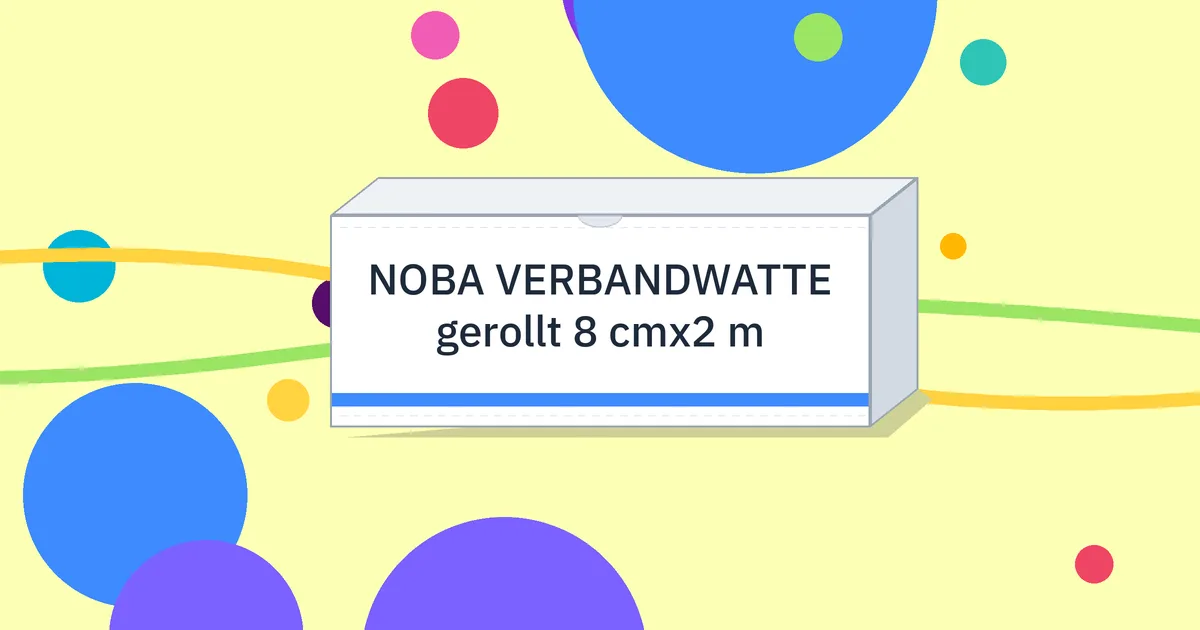 Symbolbild: Packung mit der Aufschrift NOBA VERBANDWATTE gerollt 8 cmx2 m (PZN 05508275) – Verfügbarkeit und Bezug in Apotheken in Frankfurt am Main