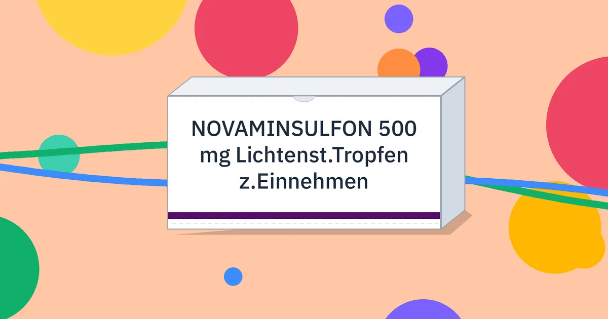 Symbolbild: Packung mit der Aufschrift NOVAMINSULFON 500 mg Lichtenst.Tropfen z.Einnehmen (PZN 04443361) – Verfügbarkeit und Bezug in Apotheken in Frankfurt am Main