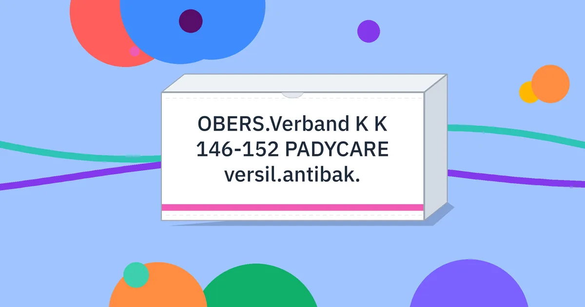 Symbolbild: Packung mit der Aufschrift OBERS.Verband K K 146-152 PADYCARE versil.antibak. (PZN 10938598) – Verfügbarkeit und Bezug in Apotheken in Frankfurt am Main