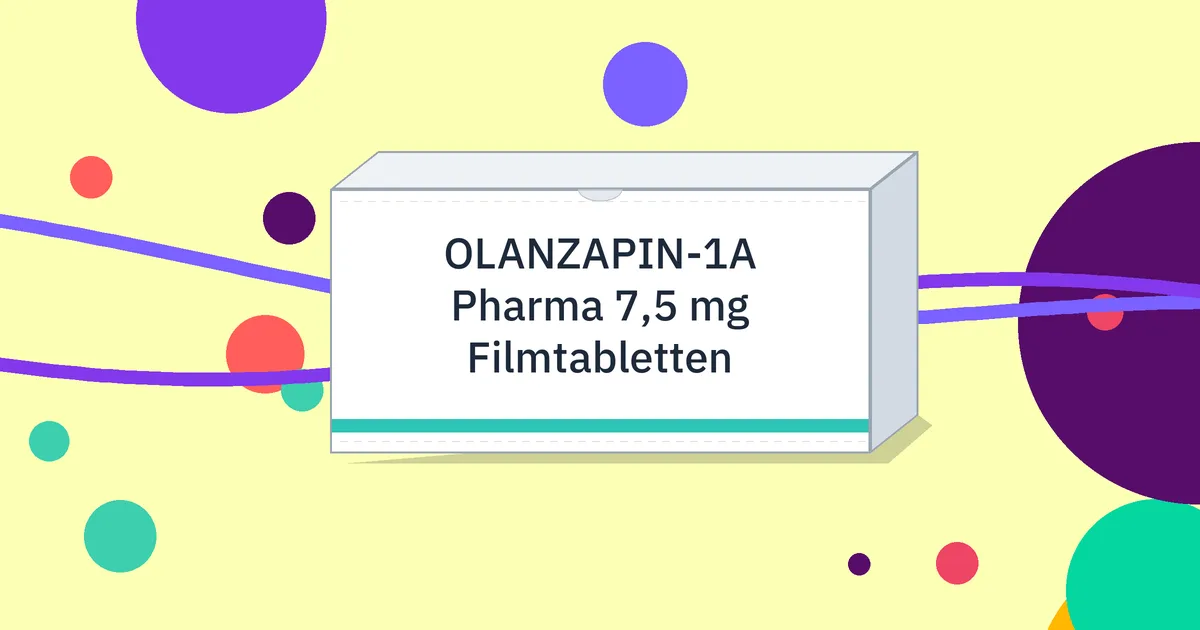 Symbolbild: Packung mit der Aufschrift OLANZAPIN-1A Pharma 7,5 mg Filmtabletten (PZN 09064154) – Verfügbarkeit und Bezug in Apotheken in Frankfurt am Main