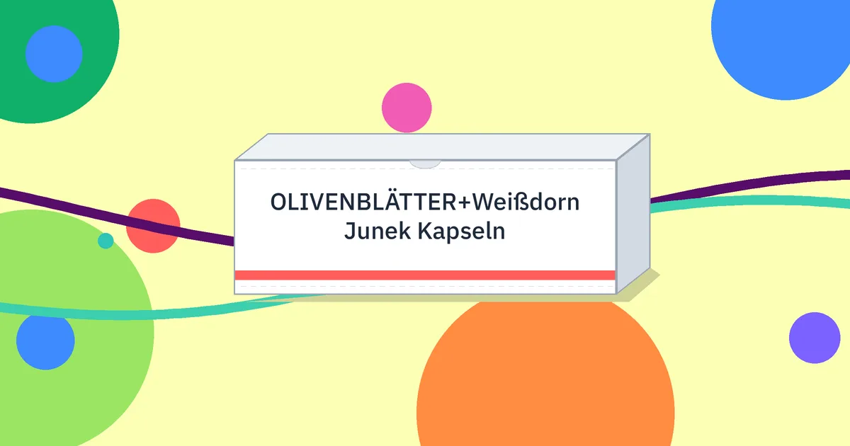 Symbolbild: Packung mit der Aufschrift OLIVENBLÄTTER+Weißdorn Junek Kapseln (PZN 01107071) – Verfügbarkeit und Bezug in Apotheken in Frankfurt am Main