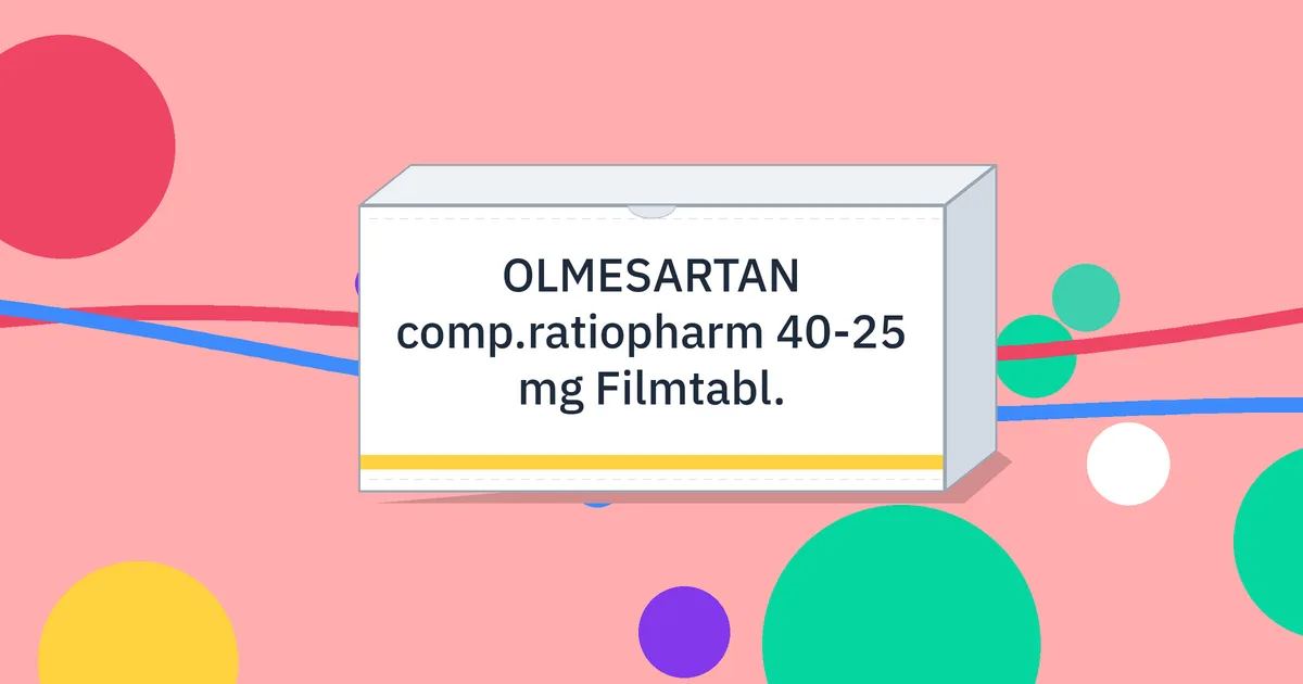 Symbolbild: Packung mit der Aufschrift OLMESARTAN comp.ratiopharm 40-25 mg Filmtabl. (PZN 12366723) – Verfügbarkeit und Bezug in Apotheken in Frankfurt am Main