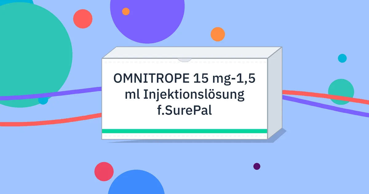 Symbolbild: Packung mit der Aufschrift OMNITROPE 15 mg-1,5 ml Injektionslösung f.SurePal (PZN 10073477) – Verfügbarkeit und Bezug in Apotheken in Frankfurt am Main