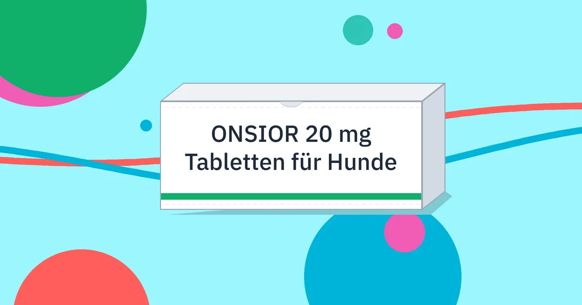 Symbolbild: Packung mit der Aufschrift ONSIOR 20 mg Tabletten für Hunde (PZN 05500173) – Verfügbarkeit und Bezug in Apotheken in Frankfurt am Main