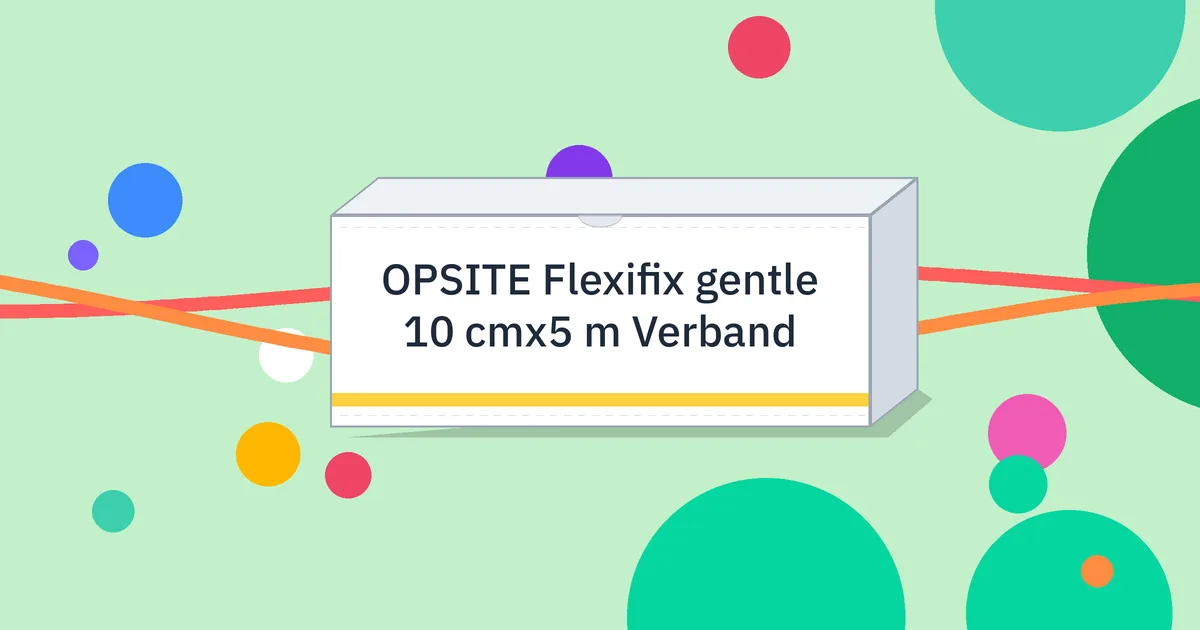 Symbolbild: Packung mit der Aufschrift OPSITE Flexifix gentle 10 cmx5 m Verband (PZN 14360162) – Verfügbarkeit und Bezug in Apotheken in Frankfurt am Main