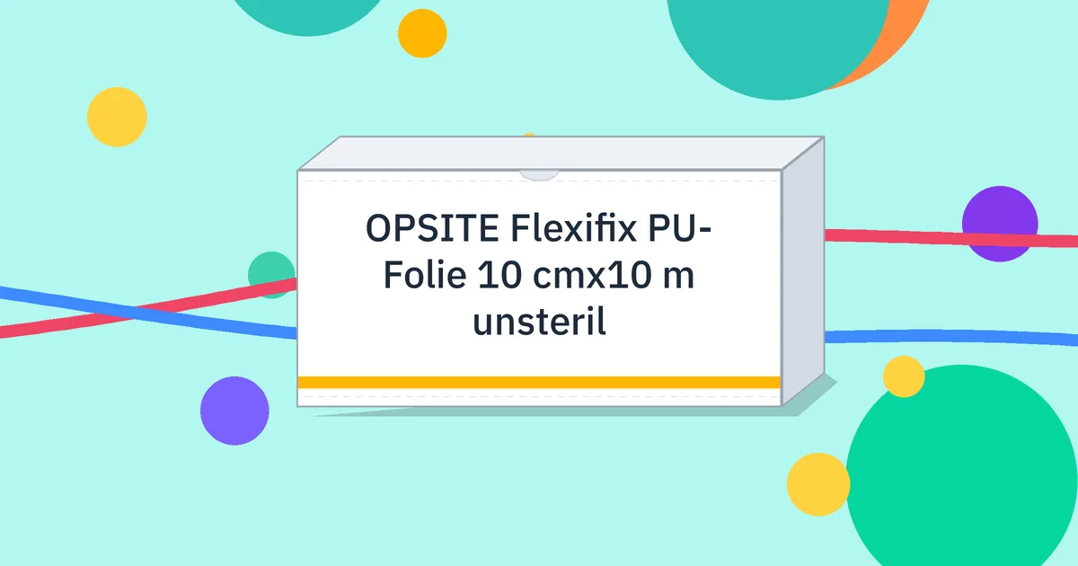 Symbolbild: Packung mit der Aufschrift OPSITE Flexifix PU-Folie 10 cmx10 m unsteril (PZN 08802437) – Verfügbarkeit und Bezug in Apotheken in Frankfurt am Main