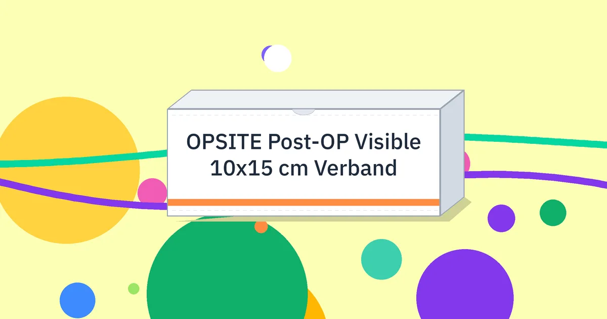 Symbolbild: Packung mit der Aufschrift OPSITE Post-OP Visible 10x15 cm Verband (PZN 20005034) – Verfügbarkeit und Bezug in Apotheken in Frankfurt am Main