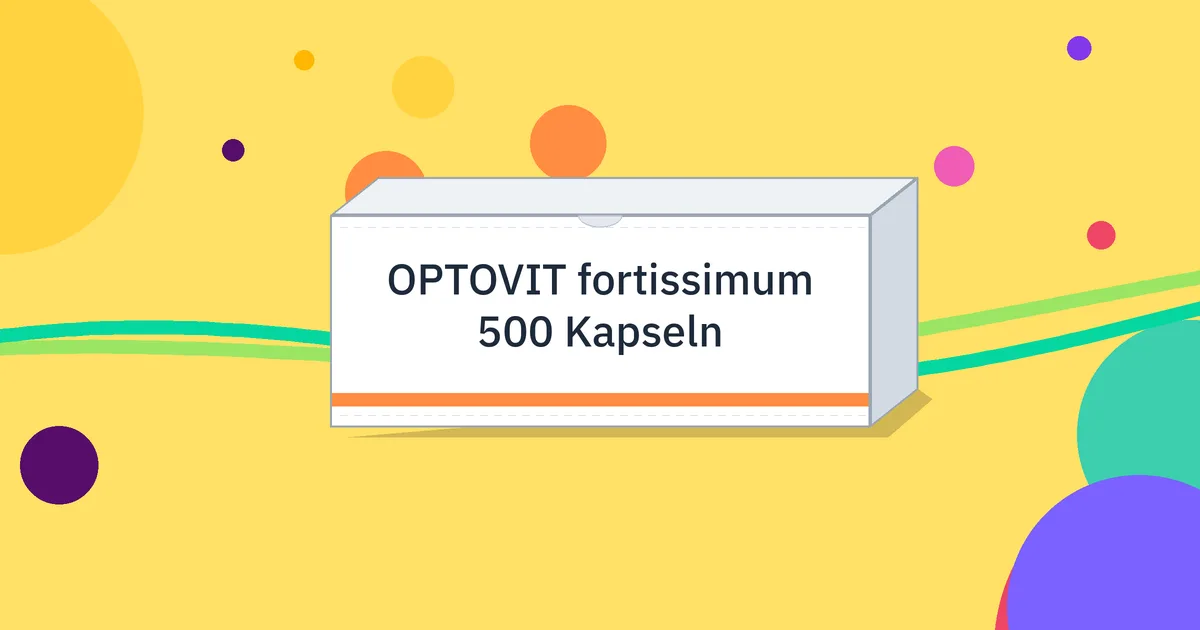 Symbolbild: Packung mit der Aufschrift OPTOVIT fortissimum 500 Kapseln (PZN 06649629) – Verfügbarkeit und Bezug in Apotheken in Frankfurt am Main