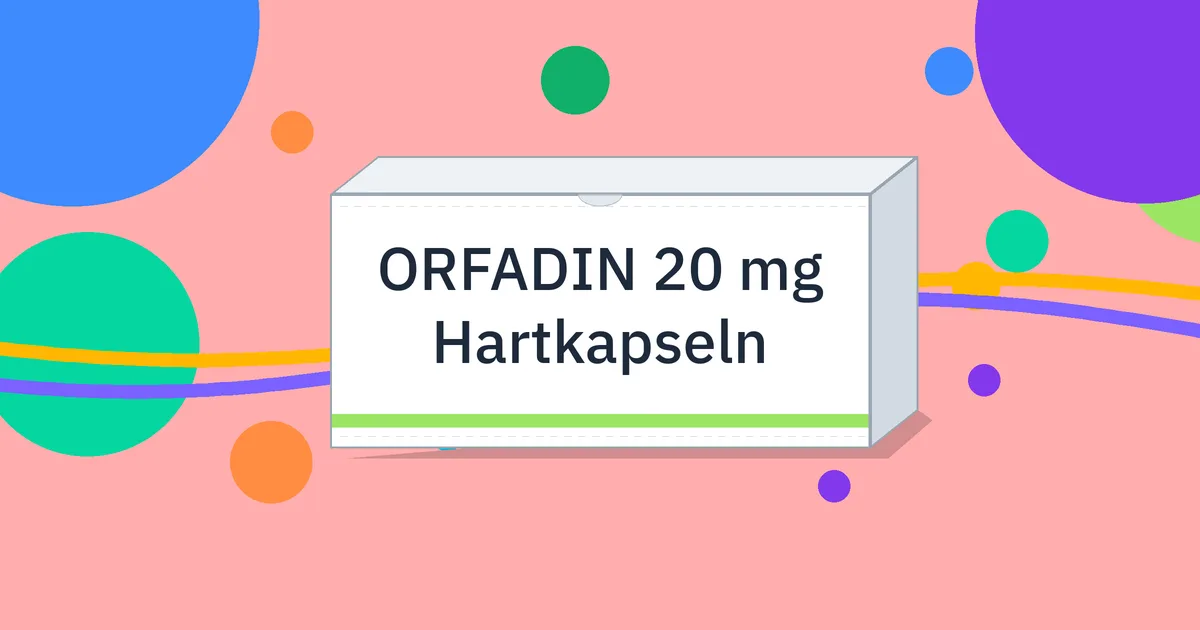 Symbolbild: Packung mit der Aufschrift ORFADIN 20 mg Hartkapseln (PZN 16023782) – Verfügbarkeit und Bezug in Apotheken in Frankfurt am Main