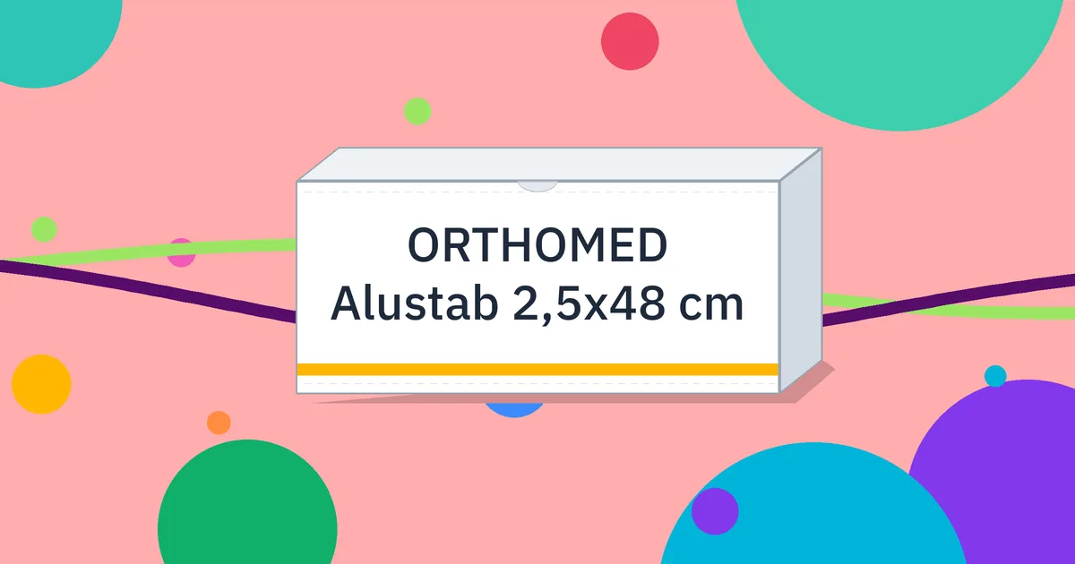 Symbolbild: Packung mit der Aufschrift ORTHOMED Alustab 2,5x48 cm (PZN 20025574) – Verfügbarkeit und Bezug in Apotheken in Frankfurt am Main