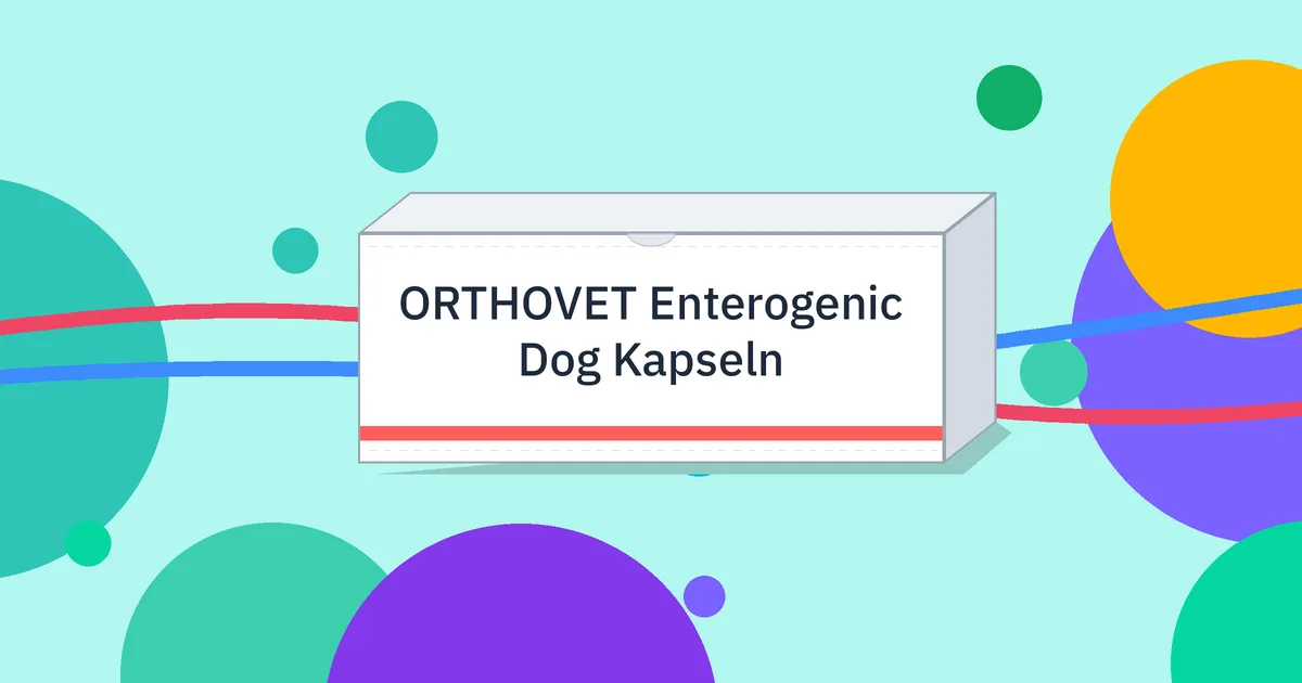 Symbolbild: Packung mit der Aufschrift ORTHOVET Enterogenic Dog Kapseln (PZN 14320168) – Verfügbarkeit und Bezug in Apotheken in Frankfurt am Main