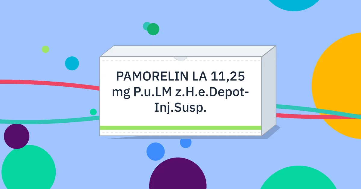 Symbolbild: Packung mit der Aufschrift PAMORELIN LA 11,25 mg P.u.LM z.H.e.Depot-Inj.Susp. (PZN 11138718) – Verfügbarkeit und Bezug in Apotheken in Frankfurt am Main