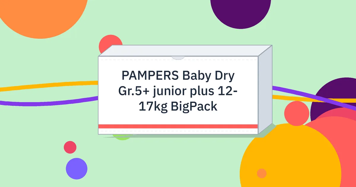 Symbolbild: Packung mit der Aufschrift PAMPERS Baby Dry Gr.5+ junior plus 12-17kg BigPack (PZN 17970694) – Verfügbarkeit und Bezug in Apotheken in Frankfurt am Main