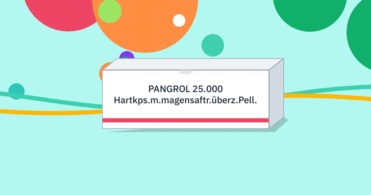 Symbolbild: Packung mit der Aufschrift PANGROL 25.000 Hartkps.m.magensaftr.überz.Pell. (PZN 04810664) – Verfügbarkeit und Bezug in Apotheken in Frankfurt am Main