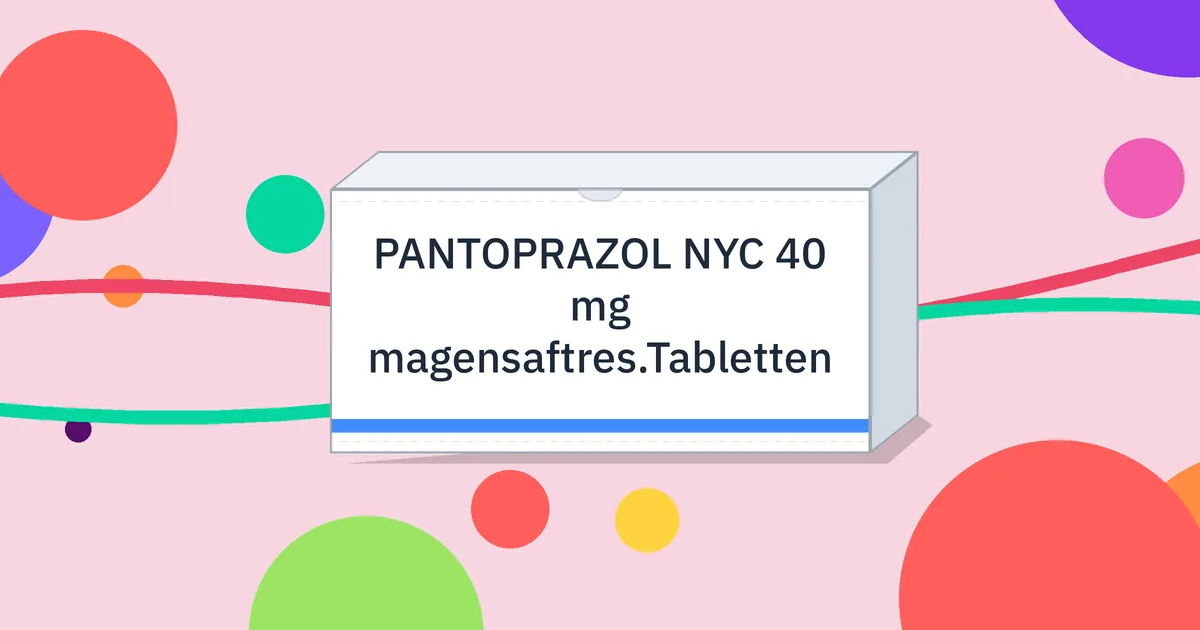 Symbolbild: Packung mit der Aufschrift PANTOPRAZOL NYC 40 mg magensaftres.Tabletten (PZN 06400723) – Verfügbarkeit und Bezug in Apotheken in Frankfurt am Main