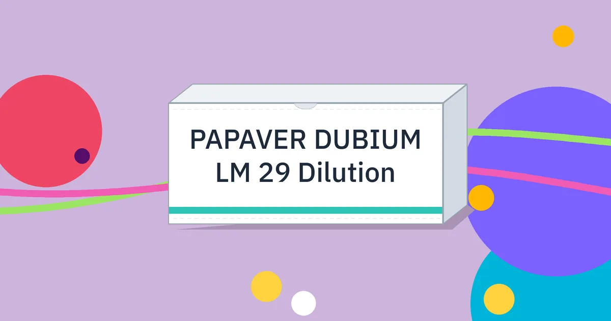 Symbolbild: Packung mit der Aufschrift PAPAVER DUBIUM LM 29 Dilution (PZN 13631038) – Verfügbarkeit und Bezug in Apotheken in Frankfurt am Main