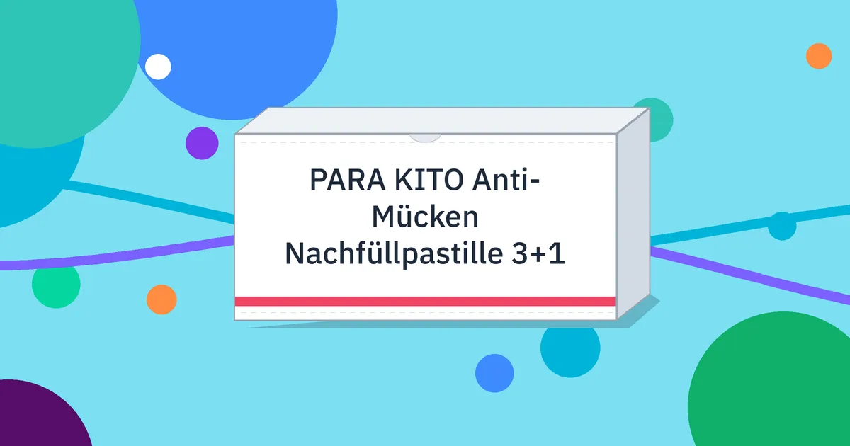Symbolbild: Packung mit der Aufschrift PARA KITO Anti-Mücken Nachfüllpastille 3+1 (PZN 18170062) – Verfügbarkeit und Bezug in Apotheken in Frankfurt am Main