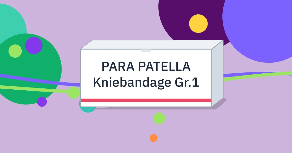 Symbolbild: Packung mit der Aufschrift PARA PATELLA Kniebandage Gr.1 (PZN 03754171) – Verfügbarkeit und Bezug in Apotheken in Frankfurt am Main