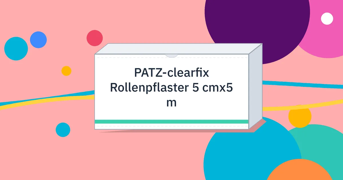 Symbolbild: Packung mit der Aufschrift PATZ-clearfix Rollenpflaster 5 cmx5 m (PZN 06813626) – Verfügbarkeit und Bezug in Apotheken in Frankfurt am Main
