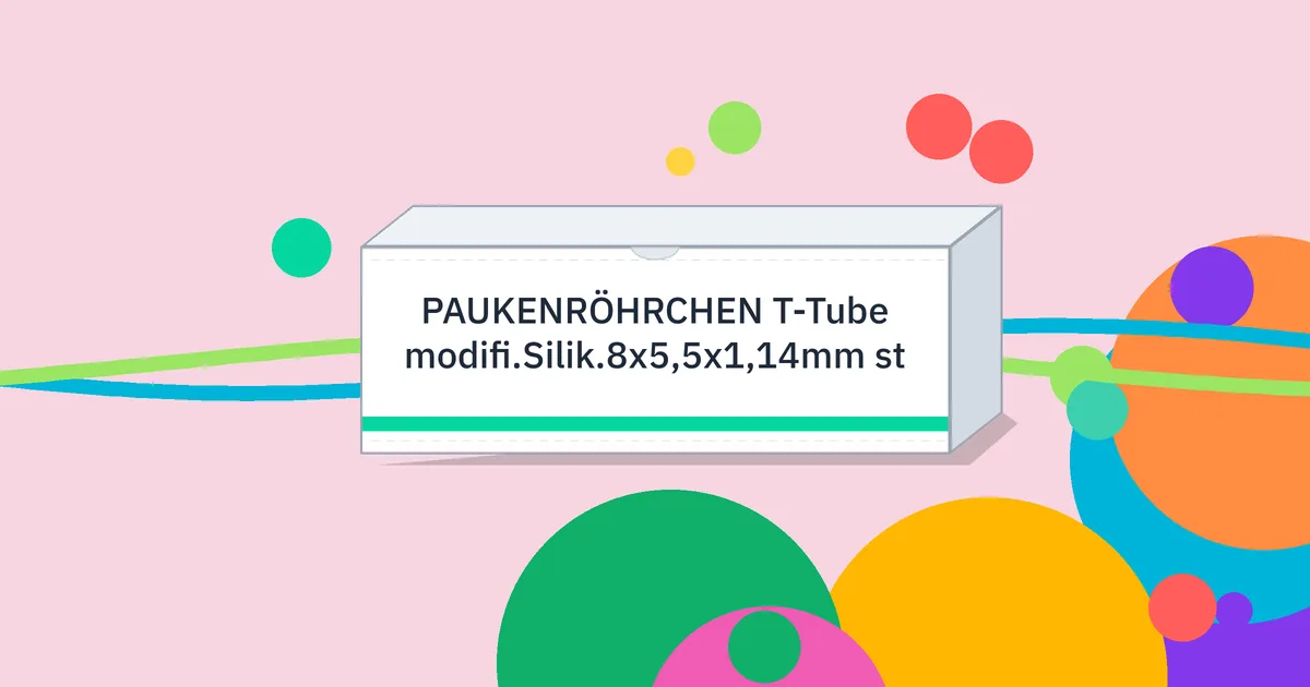 Symbolbild: Packung mit der Aufschrift PAUKENRÖHRCHEN T-Tube modifi.Silik.8x5,5x1,14mm st (PZN 18355198) – Verfügbarkeit und Bezug in Apotheken in Frankfurt am Main