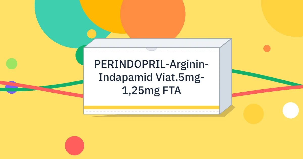 Symbolbild: Packung mit der Aufschrift PERINDOPRIL-Arginin-Indapamid Viat.5mg-1,25mg FTA (PZN 18364777) – Verfügbarkeit und Bezug in Apotheken in Frankfurt am Main