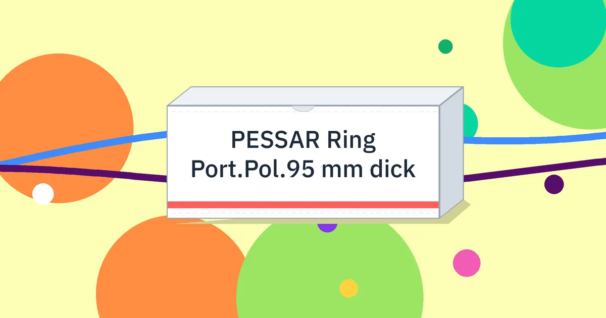 Symbolbild: Packung mit der Aufschrift PESSAR Ring Port.Pol.95 mm dick (PZN 01967336) – Verfügbarkeit und Bezug in Apotheken in Frankfurt am Main