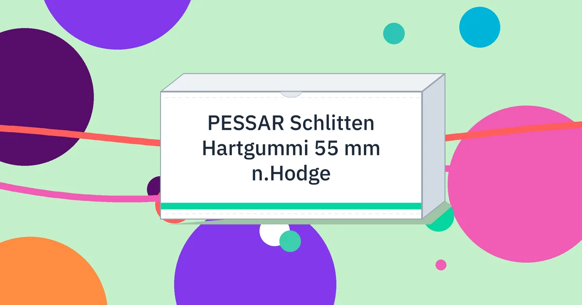 Symbolbild: Packung mit der Aufschrift PESSAR Schlitten Hartgummi 55 mm n.Hodge (PZN 01733644) – Verfügbarkeit und Bezug in Apotheken in Frankfurt am Main