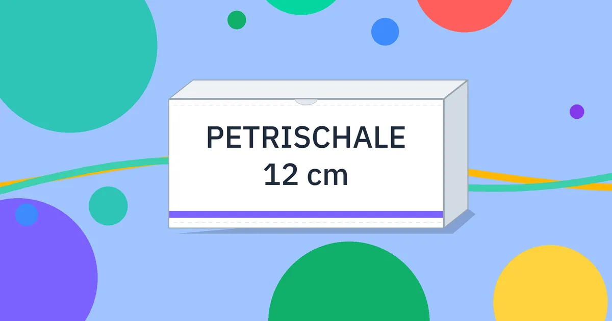 Symbolbild: Packung mit der Aufschrift PETRISCHALE 12 cm (PZN 08513986) – Verfügbarkeit und Bezug in Apotheken in Frankfurt am Main