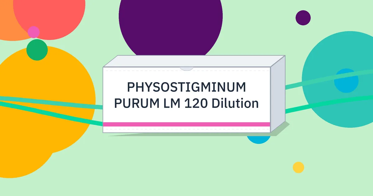 Symbolbild: Packung mit der Aufschrift PHYSOSTIGMINUM PURUM LM 120 Dilution (PZN 13036123) – Verfügbarkeit und Bezug in Apotheken in Frankfurt am Main